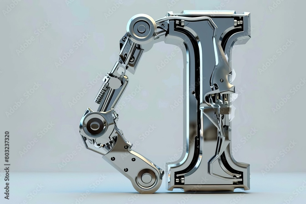 metallic 3d letter i logo design futuristic hitech typography robotic ...