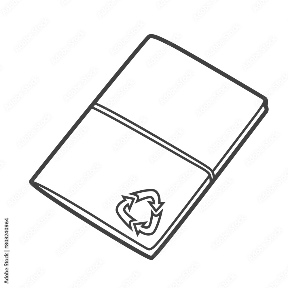 Linear icon of a recycled paper notebook, a product made from recycled ...