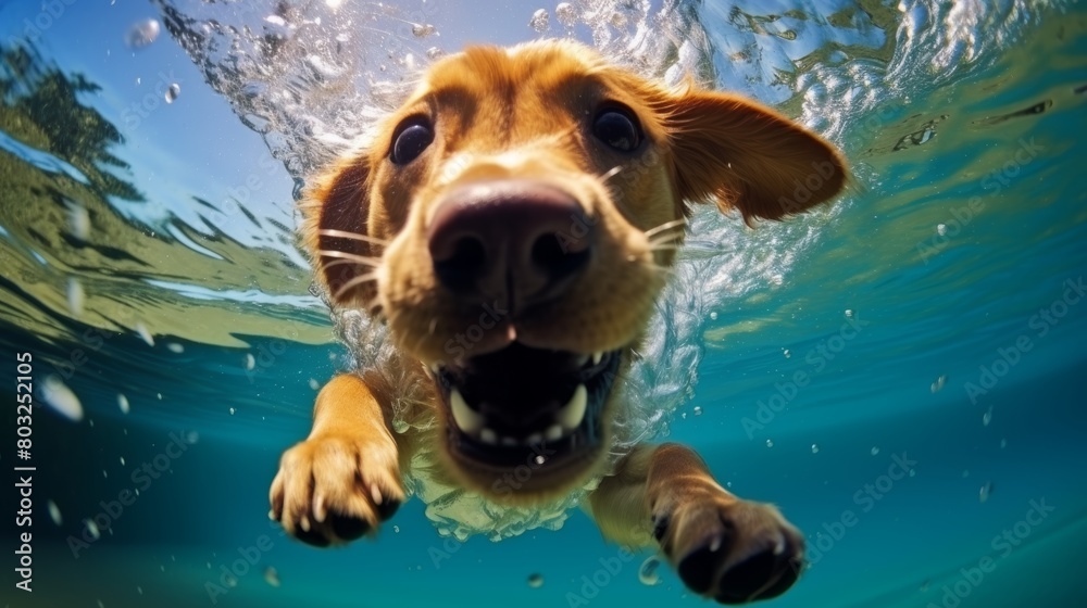 Funny underwater picture of puppies in swimming pool playing deep dive ...