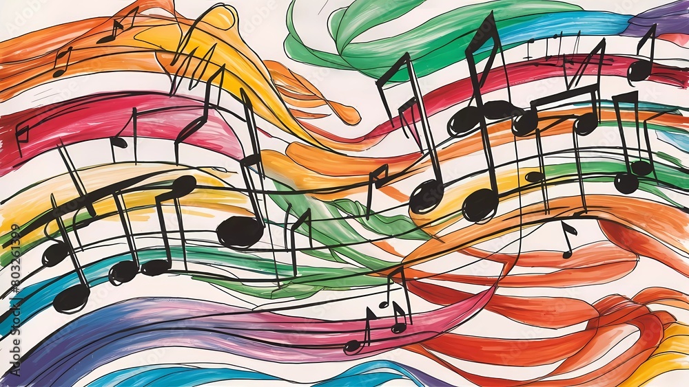 Interpretación artística de un vibrante patrón musical abstracto y ...