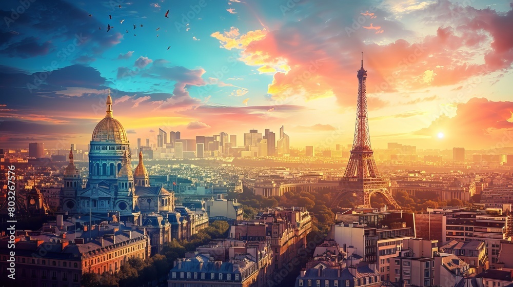 calm Travel destinations and landmarks backgrounds Stock Illustration ...