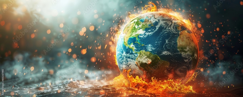 Global warming concept - earth with animated heat waves and el nino ...