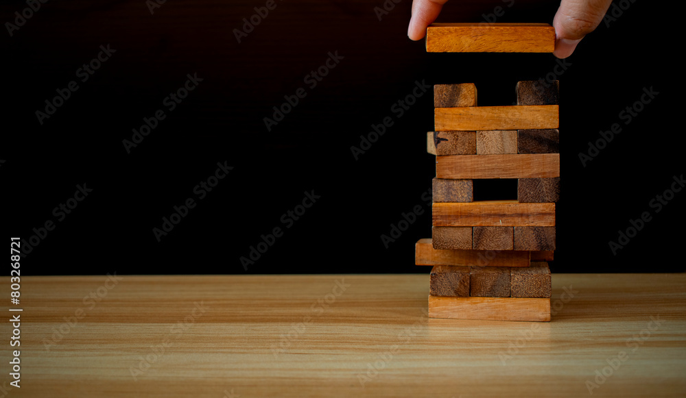 wooden blocks in row, blank sample template for design, arranging the ...