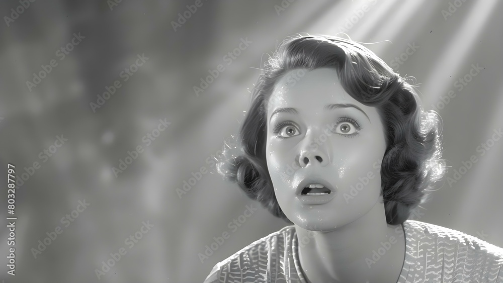 Foto de 1960s black and white horror movie still of terrified young ...