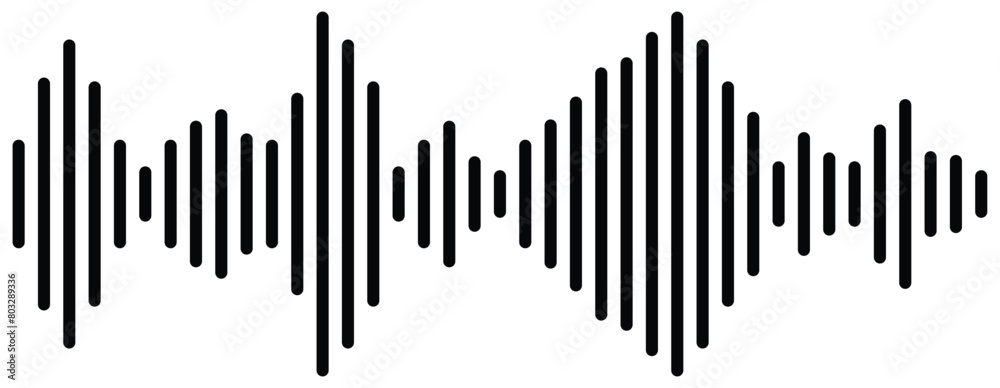 Radio Wave icon. Monochrome simple sound wave on whitet background ...