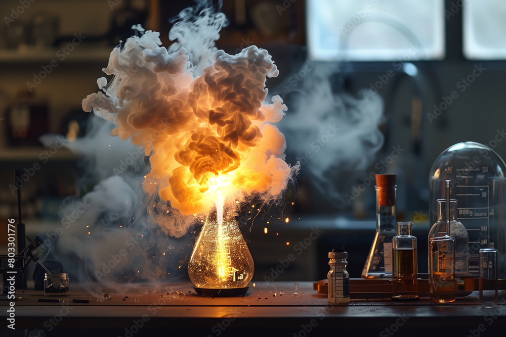 Capturing a violent chemical reaction, this image displays a powerful ...