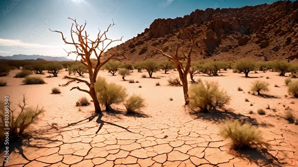 Dry land and withered trees are a sad sight that perfectly illustrates ...