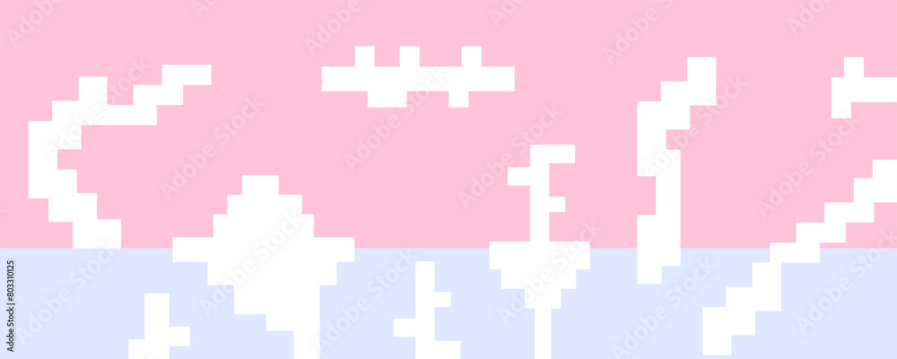 simple horizontal geometric pixel art landscape in vector.atmospheric ...