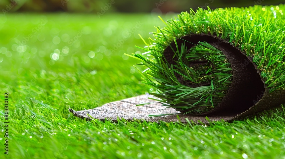 Artificial turf roll for sports field or lawn background, ideal for ...