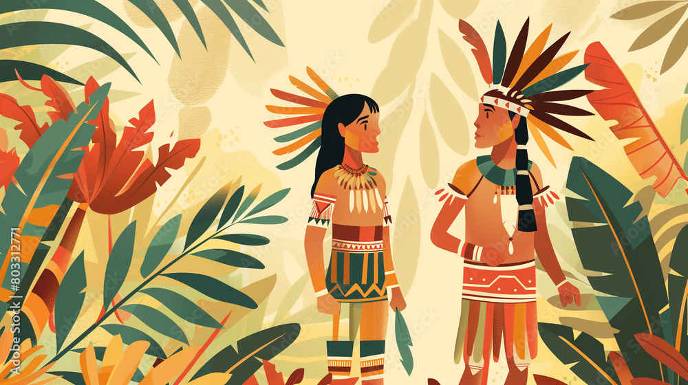 indigenous people native tribes themed illustration Stock Illustration ...