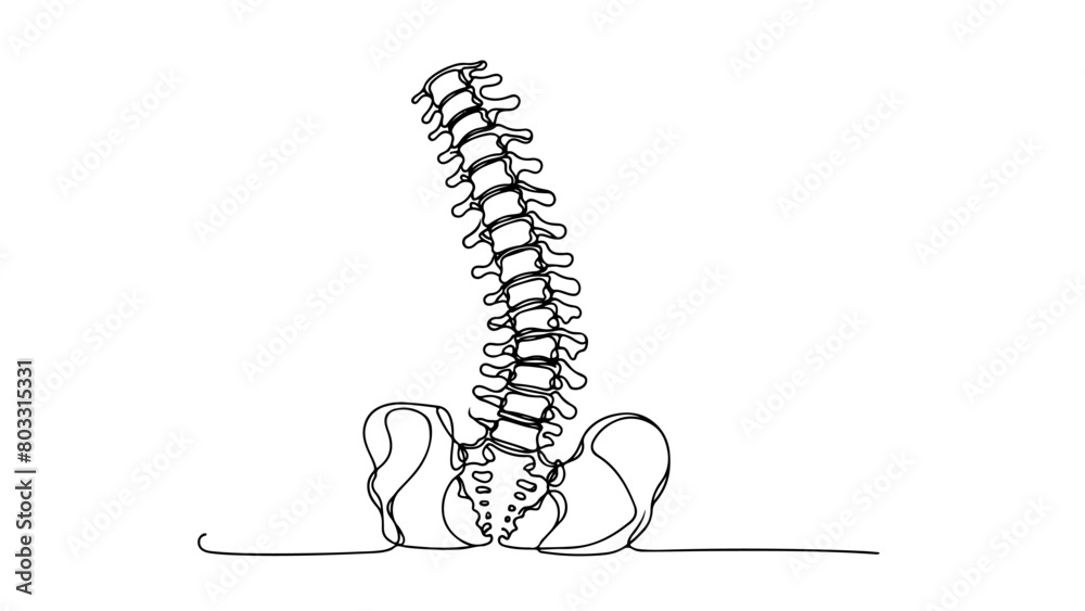 Single line drawing of a realistic human spine Stock Vector | Adobe Stock
