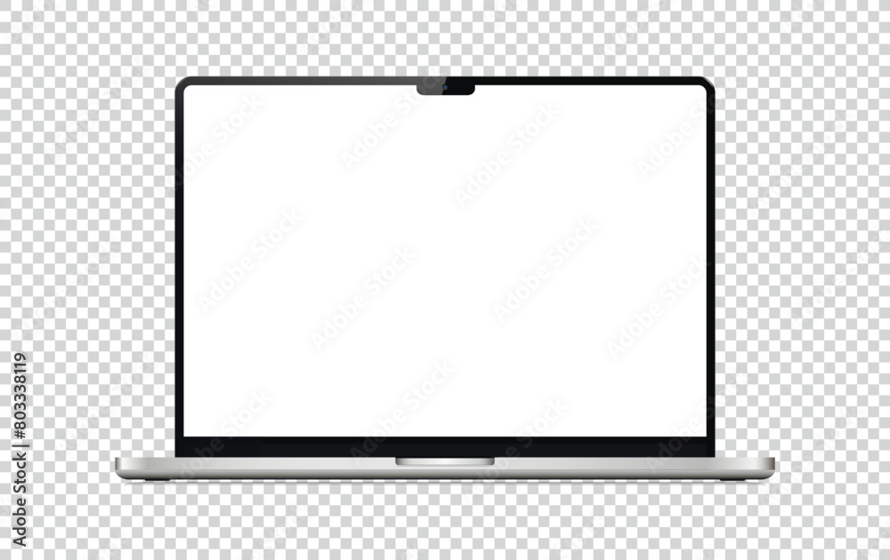 Realistic laptop mockup with white screen isolated on transparent ...