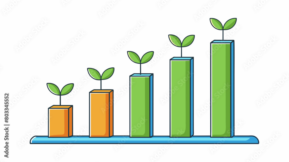 A bar graph depicting the growth of a plant over a period of time with ...
