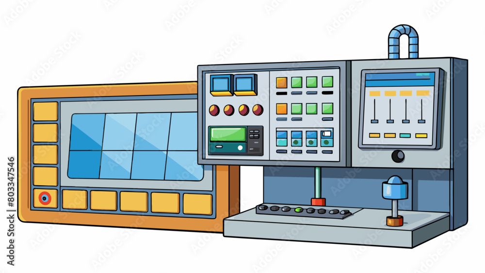 A large wallmounted control panel with a digital touch screen interface ...