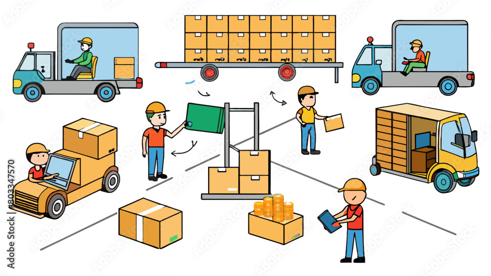 A large warehouse bustling with activity with employees efficiently ...