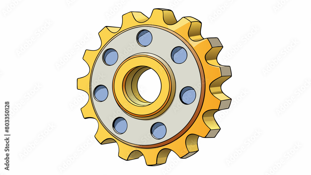 A sprocket with a specialized design featuring curved teeth used for ...