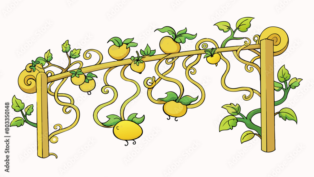 A sprawling vine winding its way up a trellis in a garden. Its slender ...
