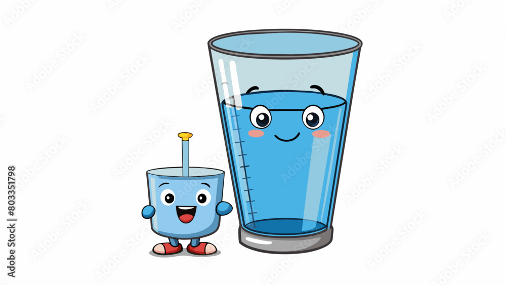 Measuring the volume of a glass of water with a measuring cup The glass ...