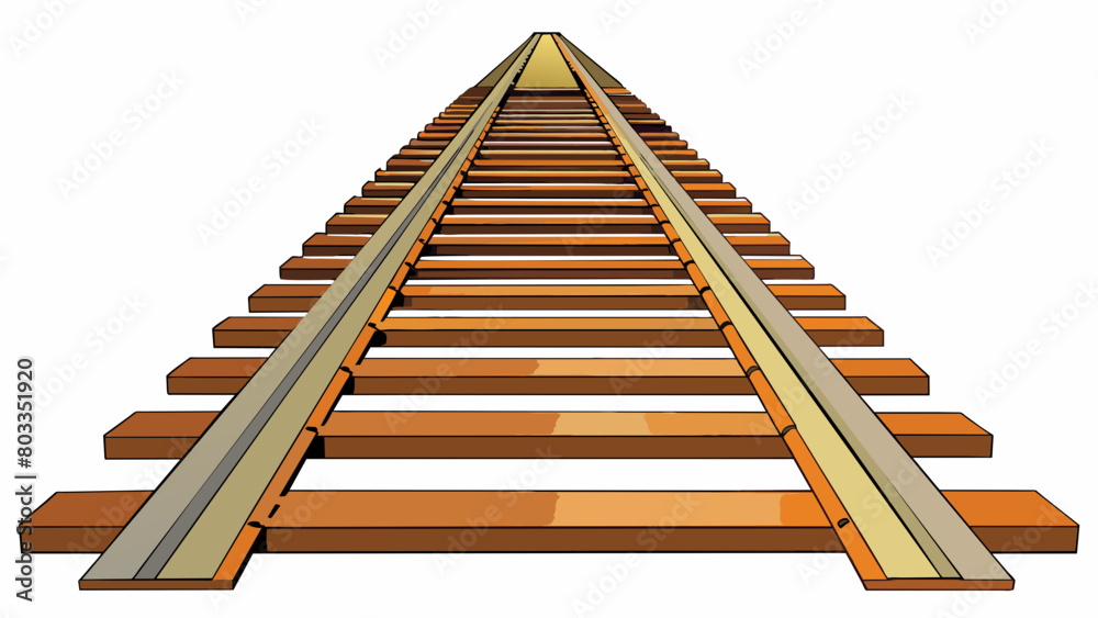 Parallel train tracks stretch out into the distance disappearing into a ...
