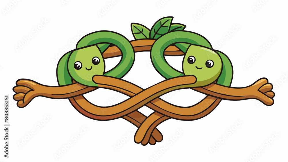 Two branches on a tree intertwined and supporting each other through ...
