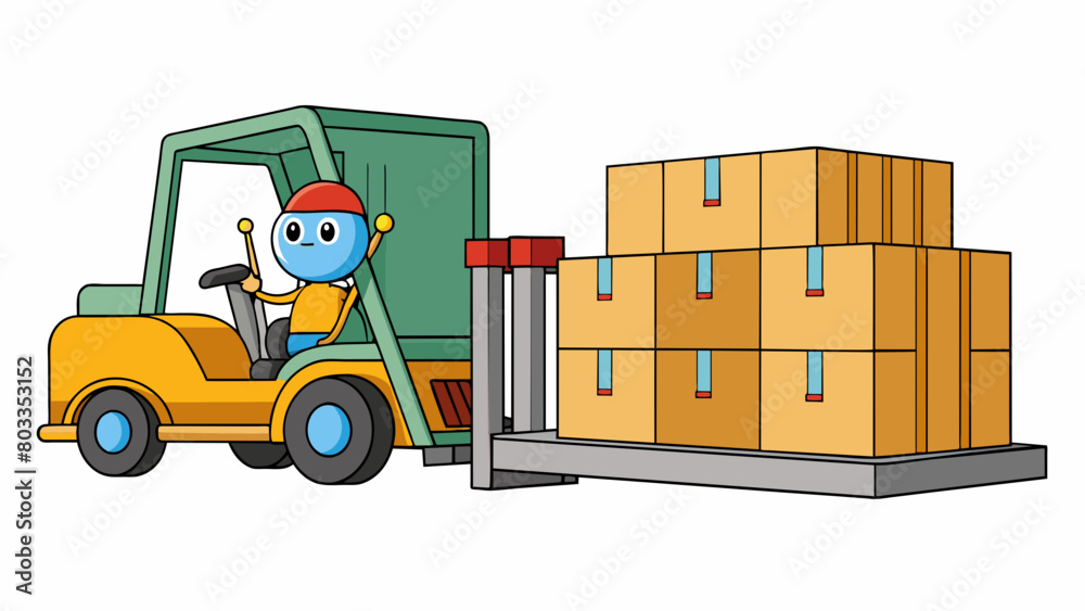 Transporting Bulky Items At a shipping dock a forklift is used to move ...