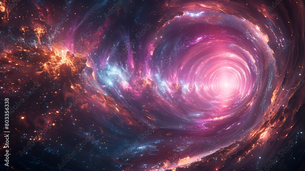 Illustrate a Hyperspace Tunnel as a flowing river of light, guiding the ...