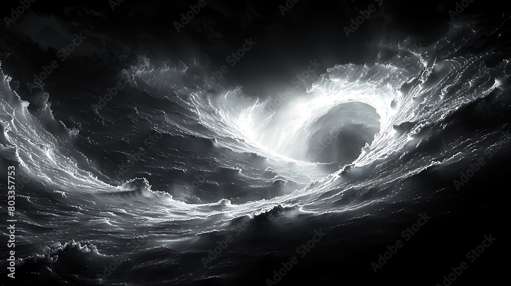 Illustrate the warped space around a black hole, using a palette of ...