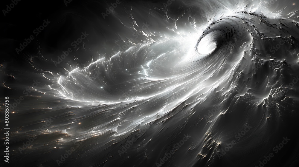 Illustrate the warped space around a black hole, using a palette of ...