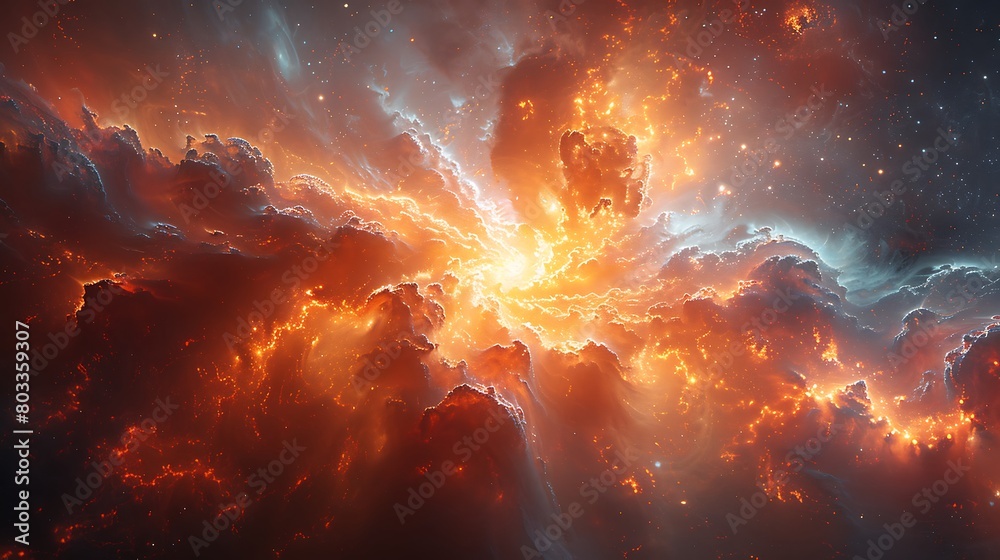 Depict the Singularity as a glowing core surrounded by swirling ...