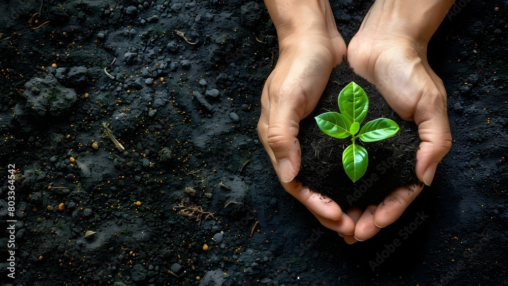 Image shows human focus on sustainability reducing carbon footprint ...