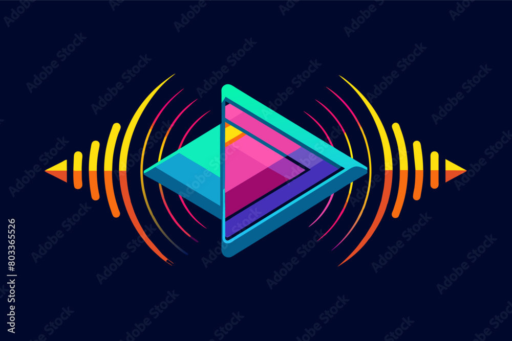 play button logo icon transformed into a vibrant sound wave ...