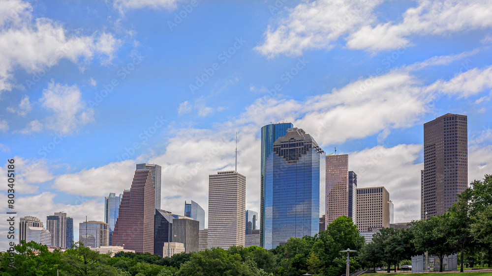 Houston, Texas, city skyline, Close-up view of downtown from Eleanor ...
