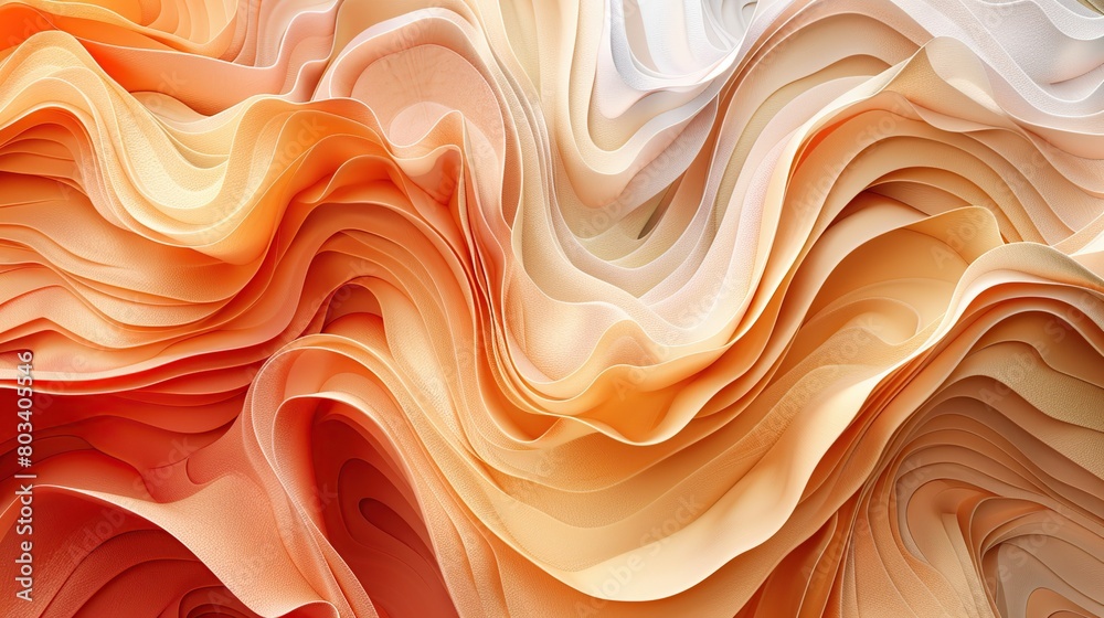 White and brown background abstract liquid. 3D rendering of solid shapes. Colorful overlapping ...