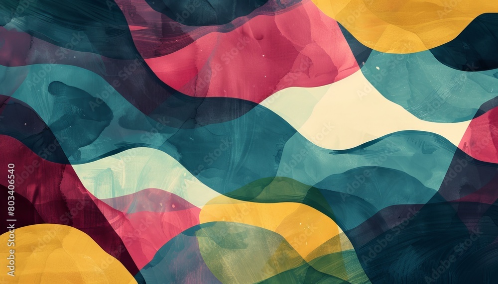 Abstract desktop wallpaper with blue, mustard, mauve, and green hues ...