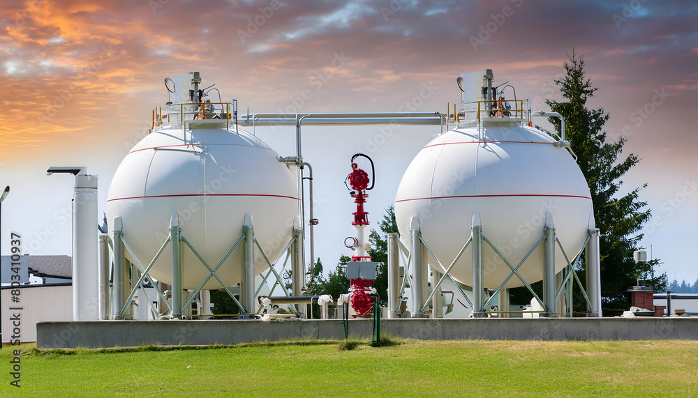 Liquefied natural gas storage tanks. industrial LNG energy ...