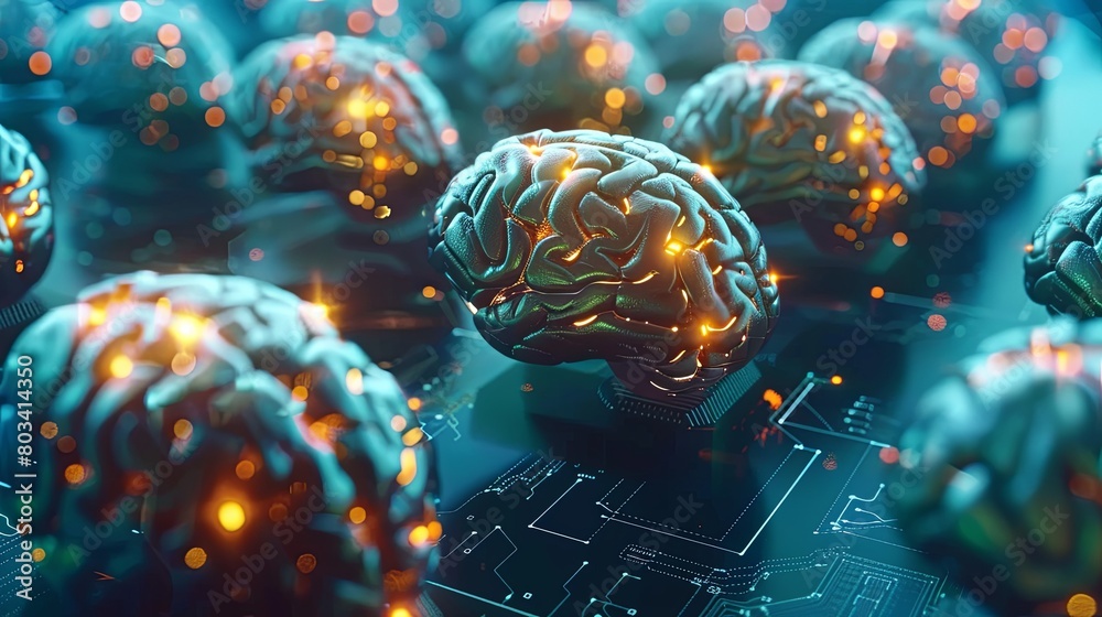 Electronic circuit board or scheme close up. The concept of artificial ...