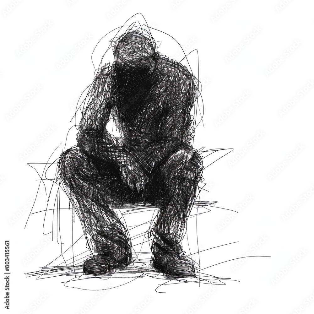 A person sits and thinks about a problem with his head down. Time for ...