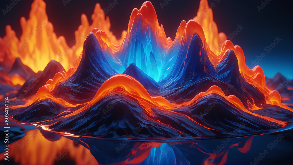 Visuals of liquid magma in shades of royal blue, crimson red, and sunny ...