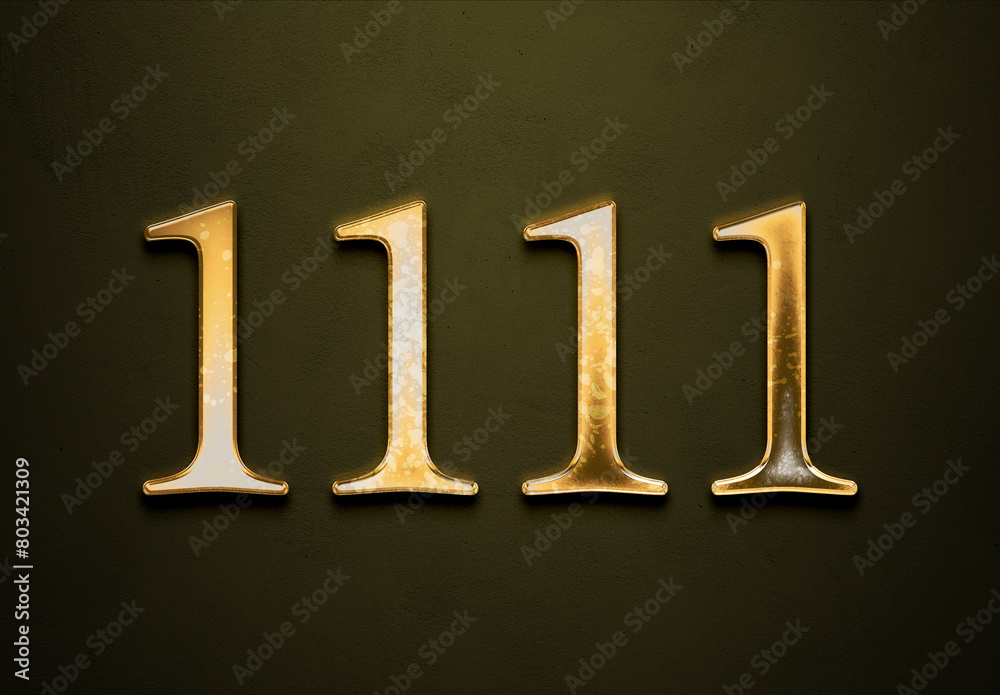 Old gold effect of 1111 number with 3D glossy style Mockup. Stock ...