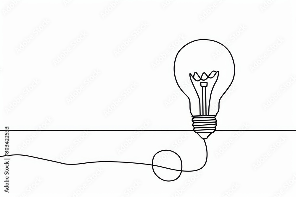 light bulb line drawing illustration with white background, idea ...