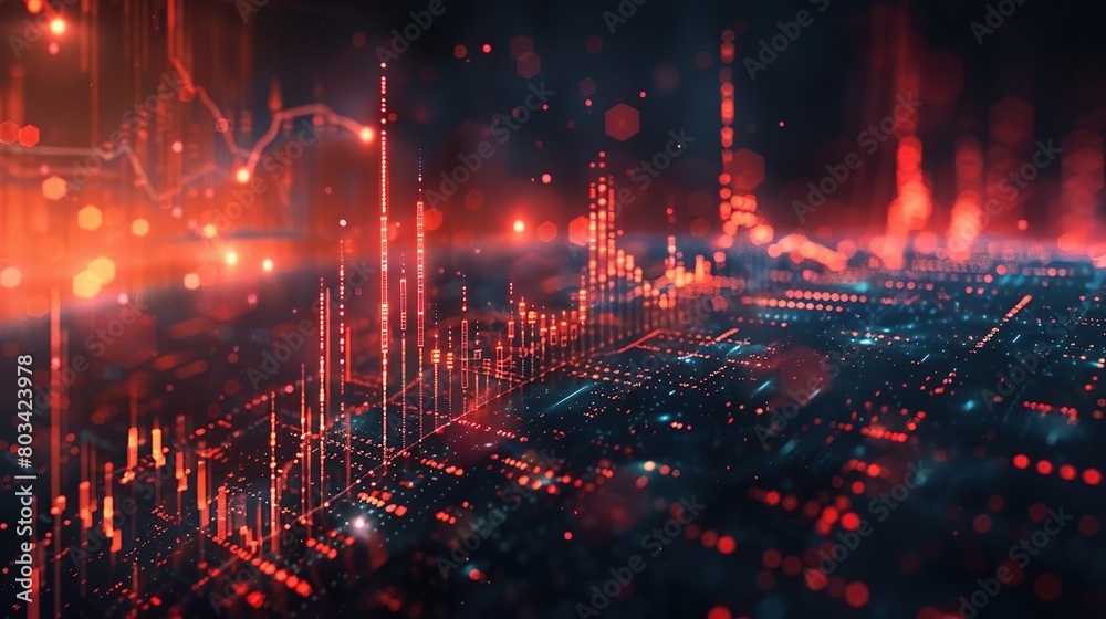 Business abstract background digital data technology hud charts ...