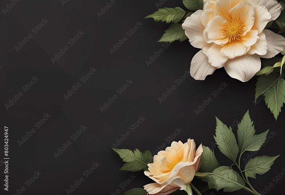 yellow flowers on black background for obituary notice, funeral ...