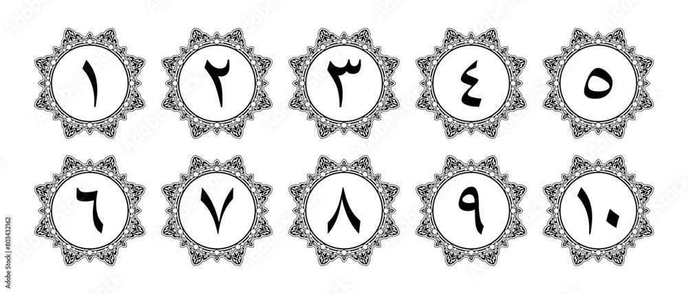 Arabic numerals with premium border decoration. illustration vector ...
