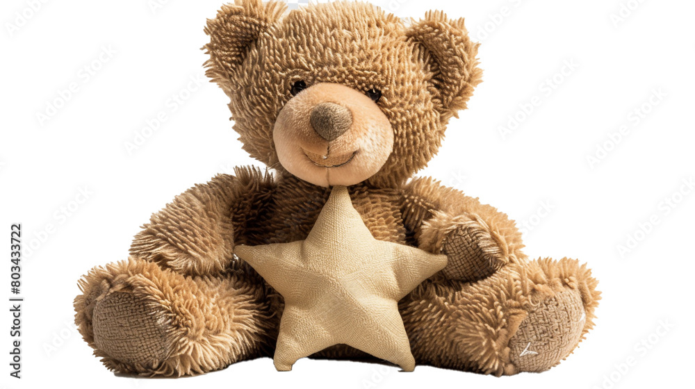 Teddy bear hugging a star, isolated on transparent background. Stock ...