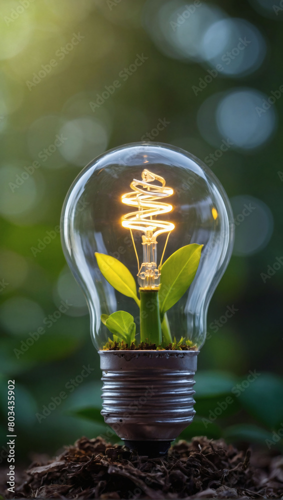Foto de Green energy in action, an eco-friendly light bulb representing ...