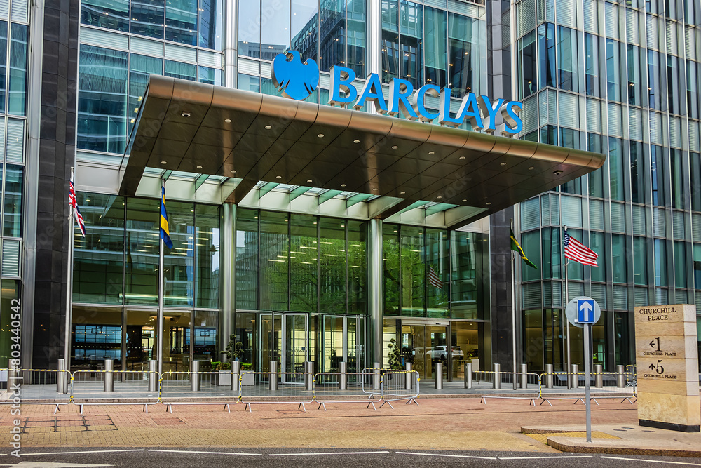 View of Canary Wharf Skyscrapers. Canary Wharf is a major banking and ...