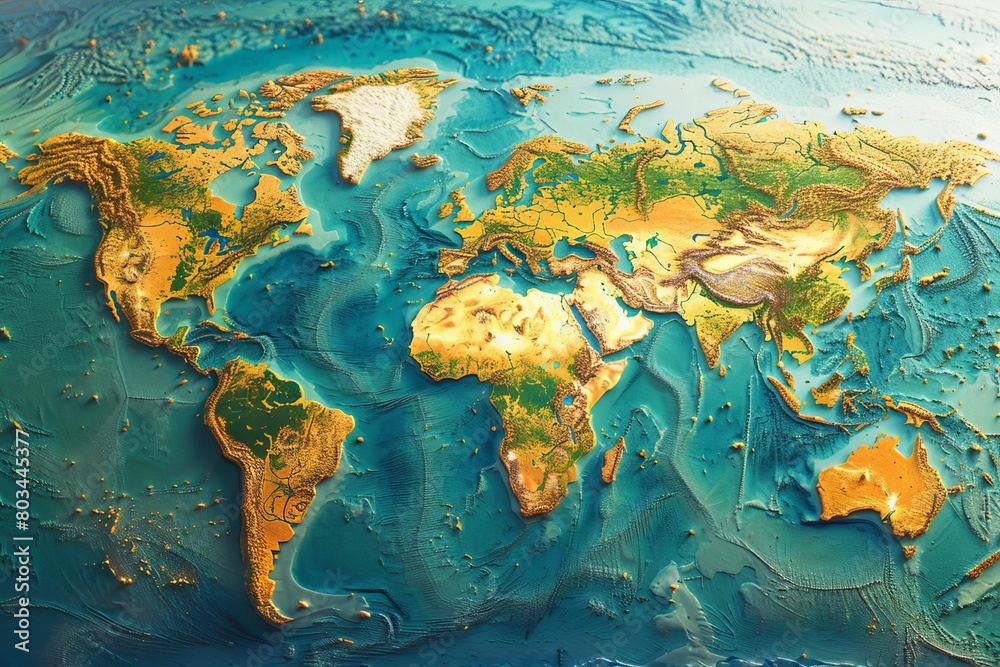 3d world map earth exaggerated topographic relief countries names ...