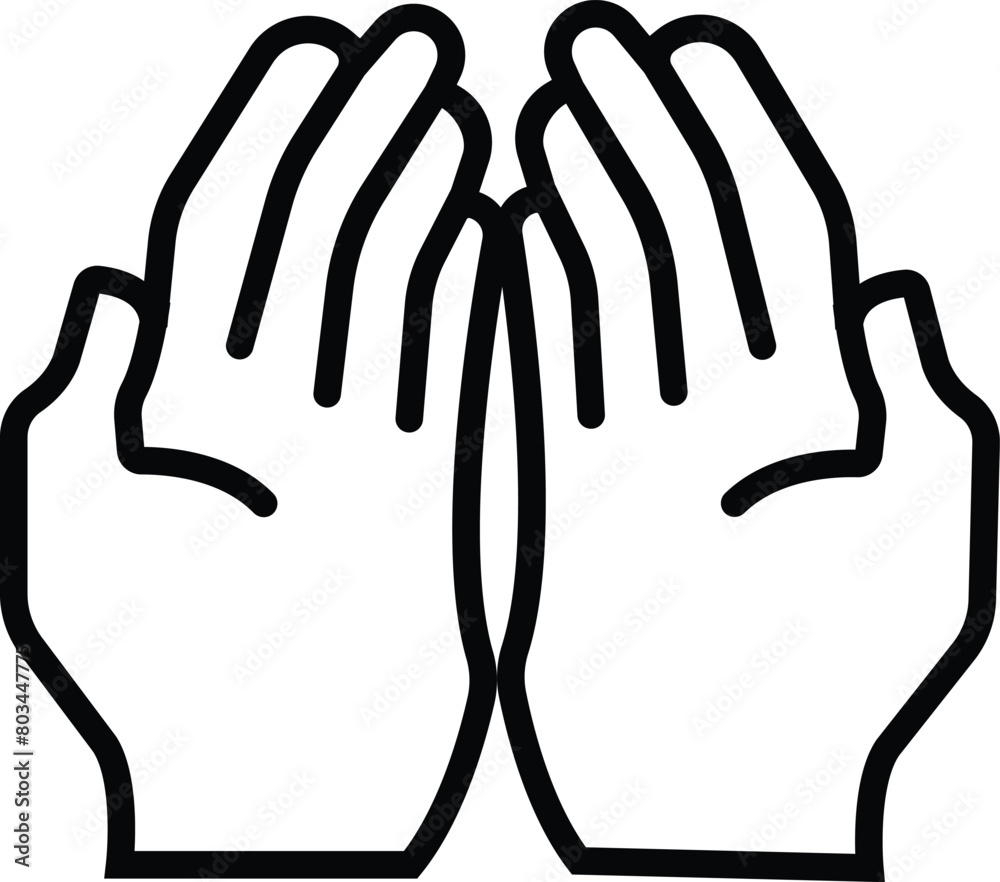 Dua hands icon . Muslim praying hands line icon isolated on transparent ...