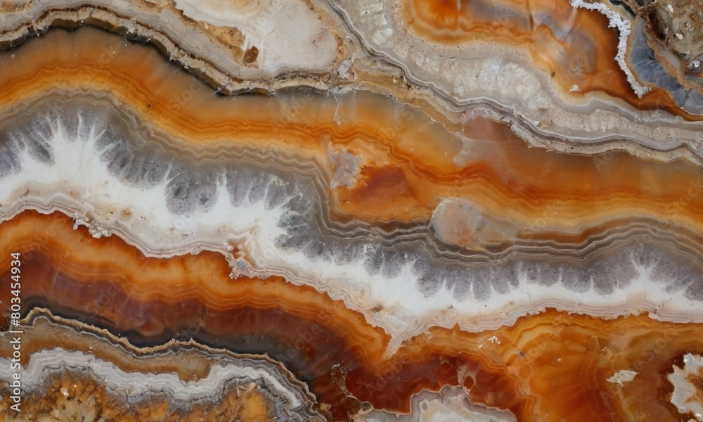 The intricate layers and patterns of an agate stone, revealing a mix of ...