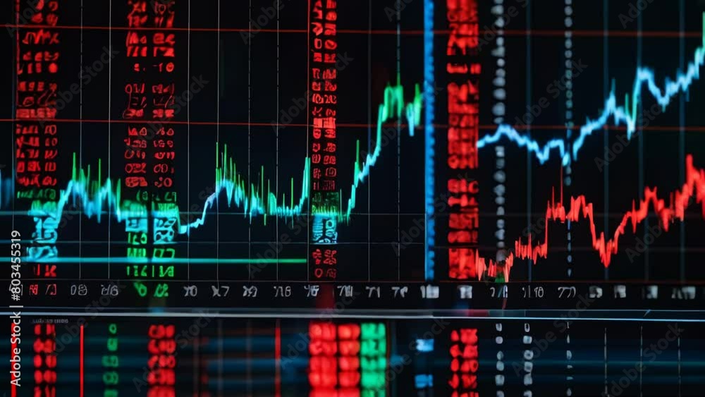 Trading candlestick chart on electronic devices, stock exchange market ...